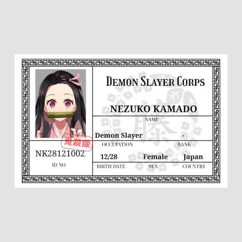 Kimetsu No Yaiba Demon Slayer Corps Identification Card Name Badges - Etsy