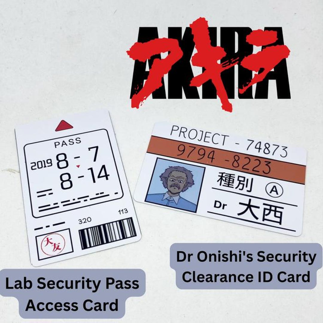Akira Anime Dr. Onishi Security Pass Lab Access Card Replica - Etsy