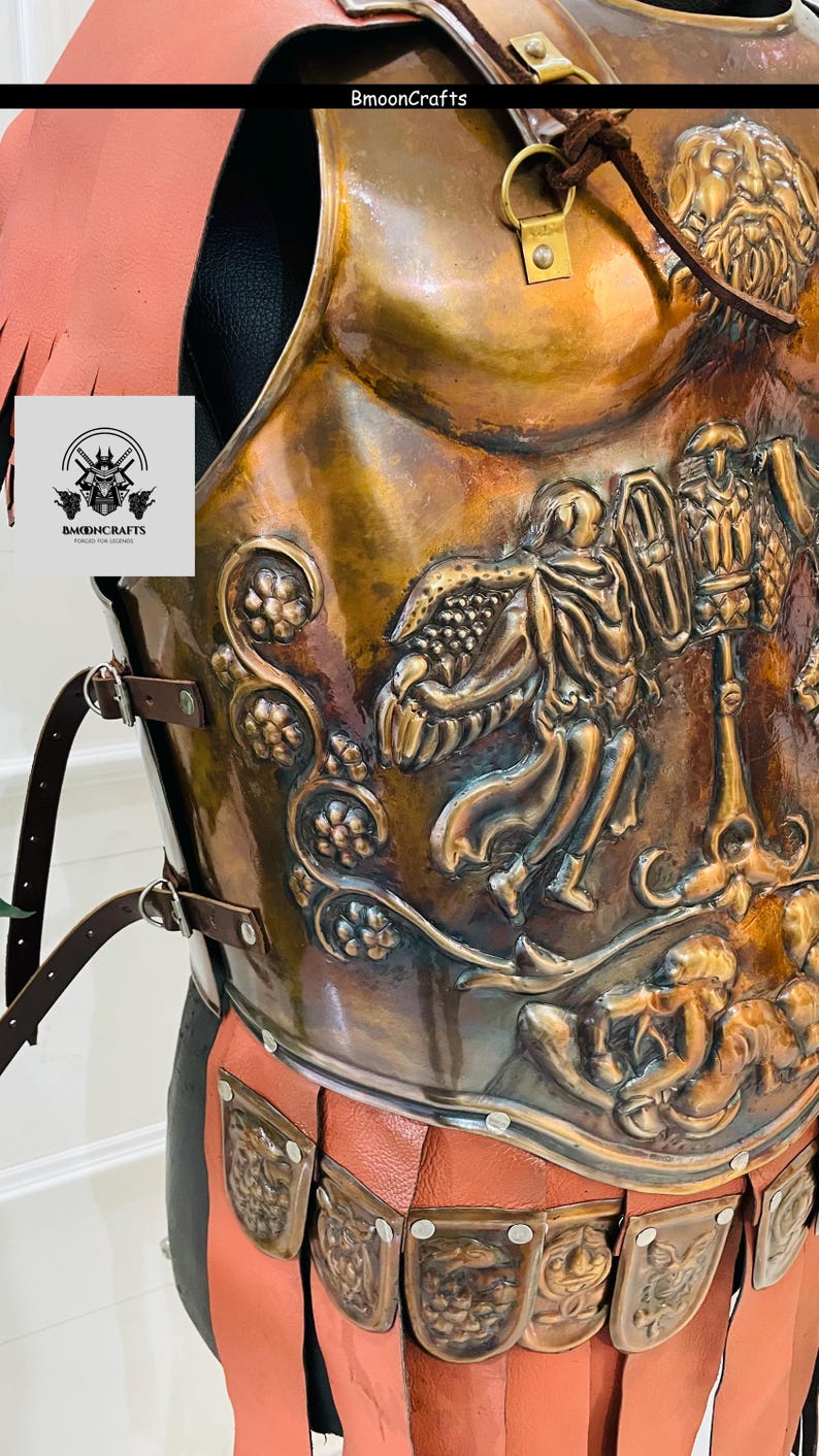 Roman Gladiator Armor Set | Handmade Steel Muscle Cuirass With Skirt ...