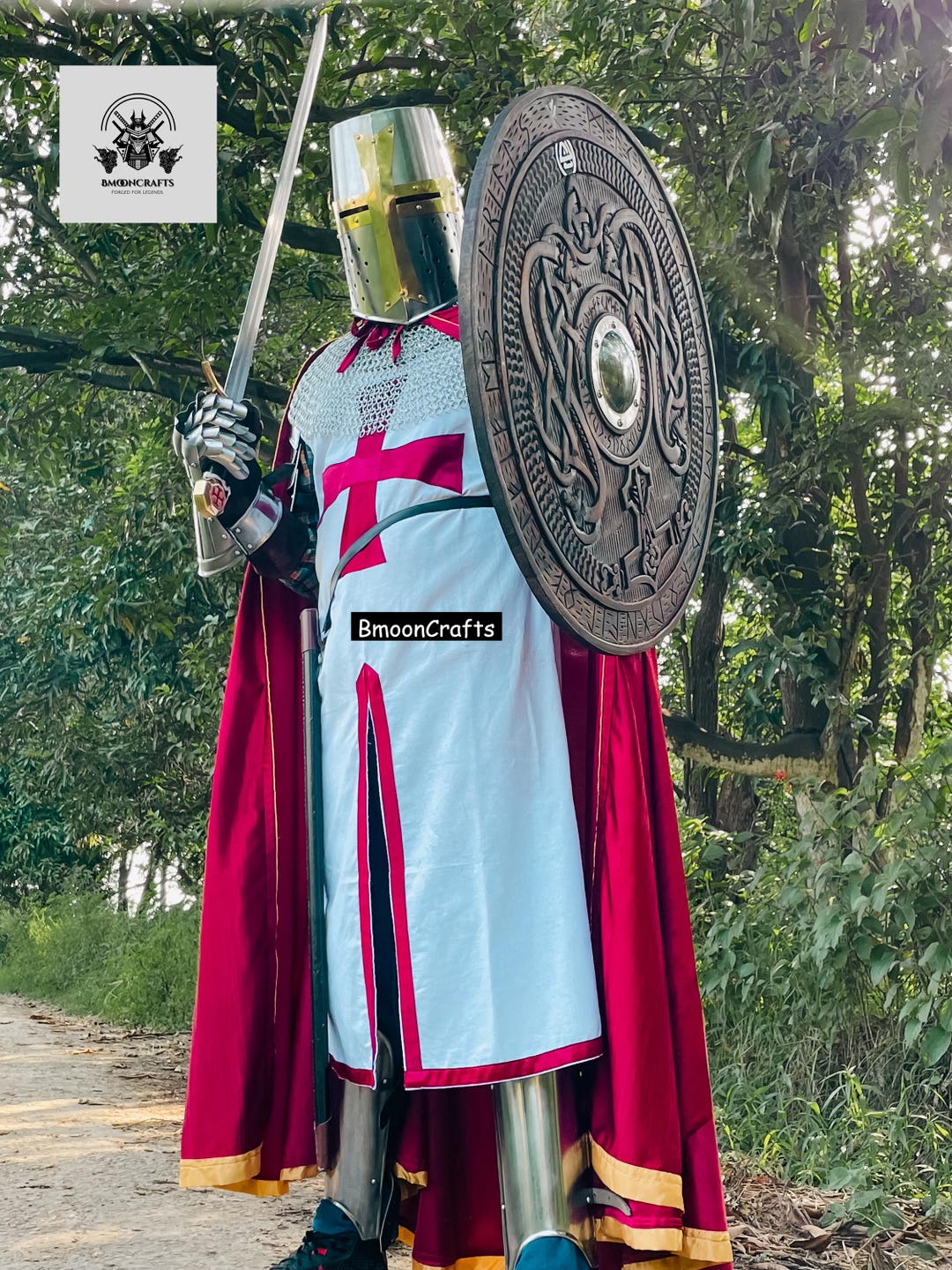 Medieval Templar Knight Armor Set | Red Cross Crusader Costume With ...
