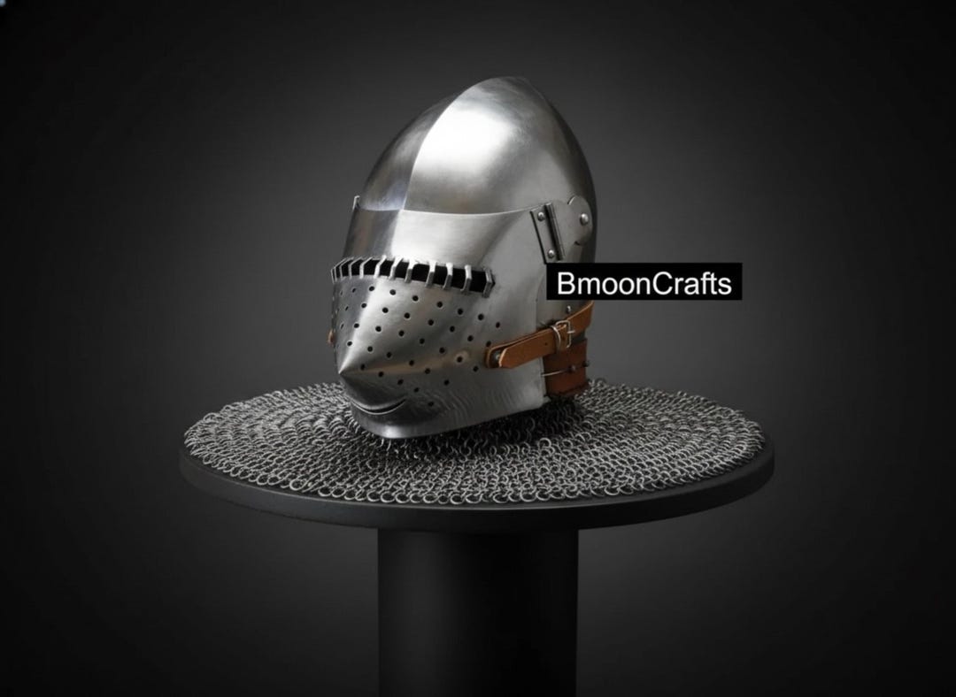 Wearable Hounskell Bascinet | Pig Face Knight Helmet With Chainmail ...