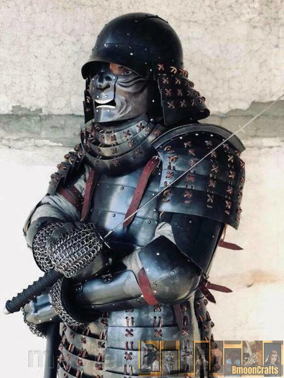 Wearable Samurai Kabuto Helmet | Steel Dragon Mask Menpo | Japanese ...