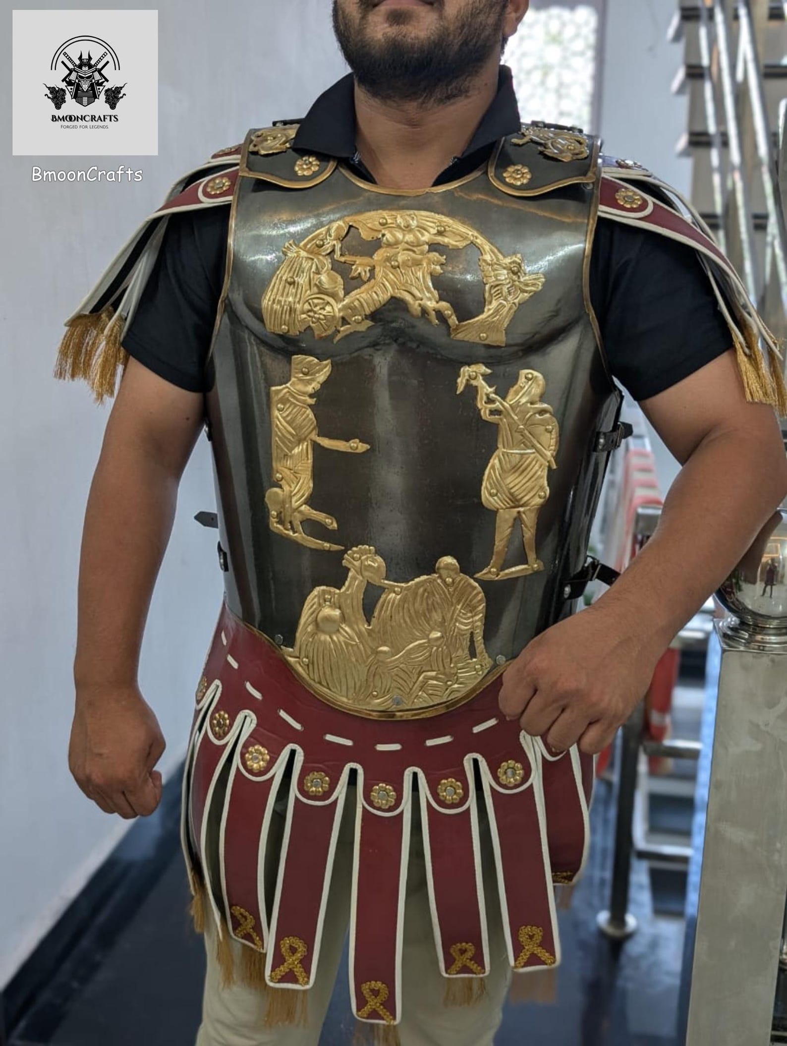 Roman Centurion Armor Set | Steel Muscle Cuirass With Leather Skirt ...