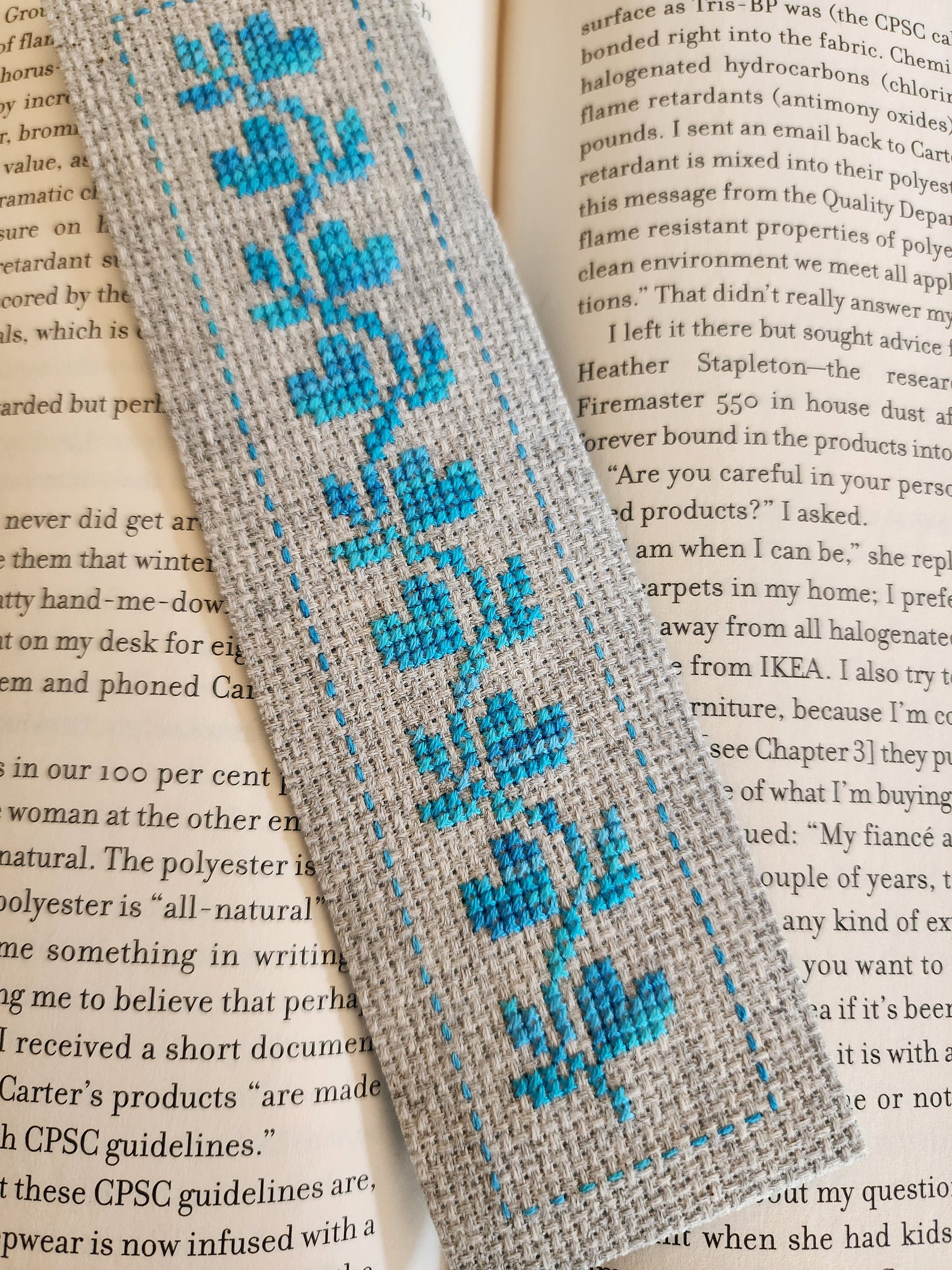 Blue Variegated Vine, Hand Stitched Bookmark - Etsy