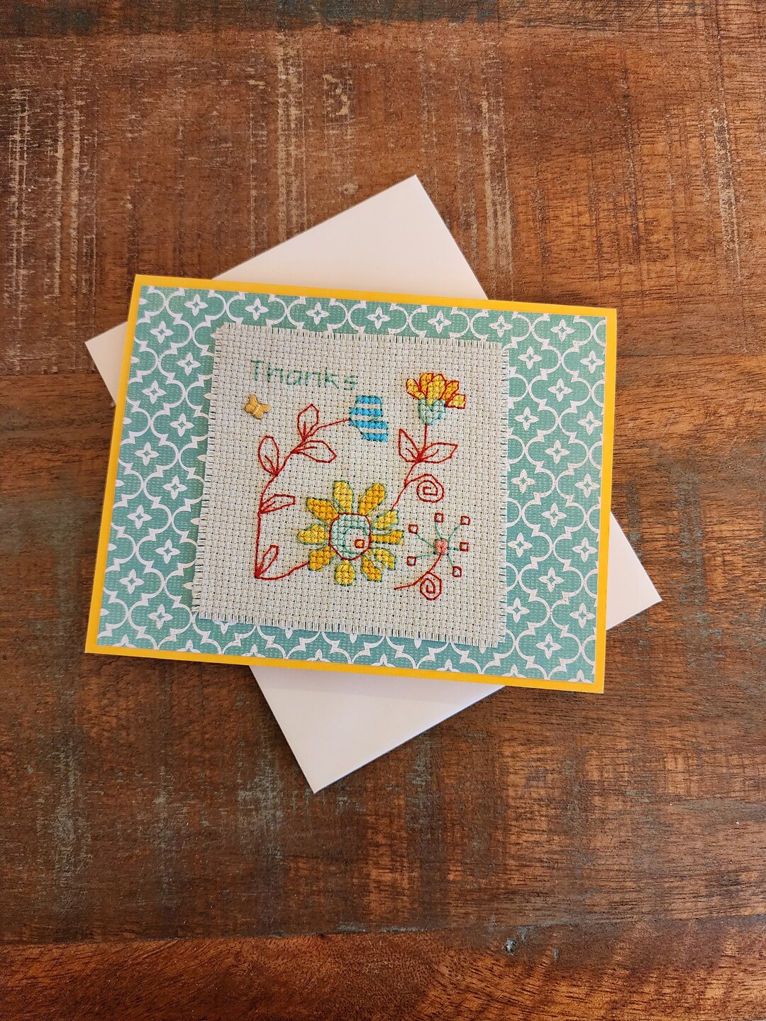 Thanks!, Hand Stitched Greeting Card - Etsy