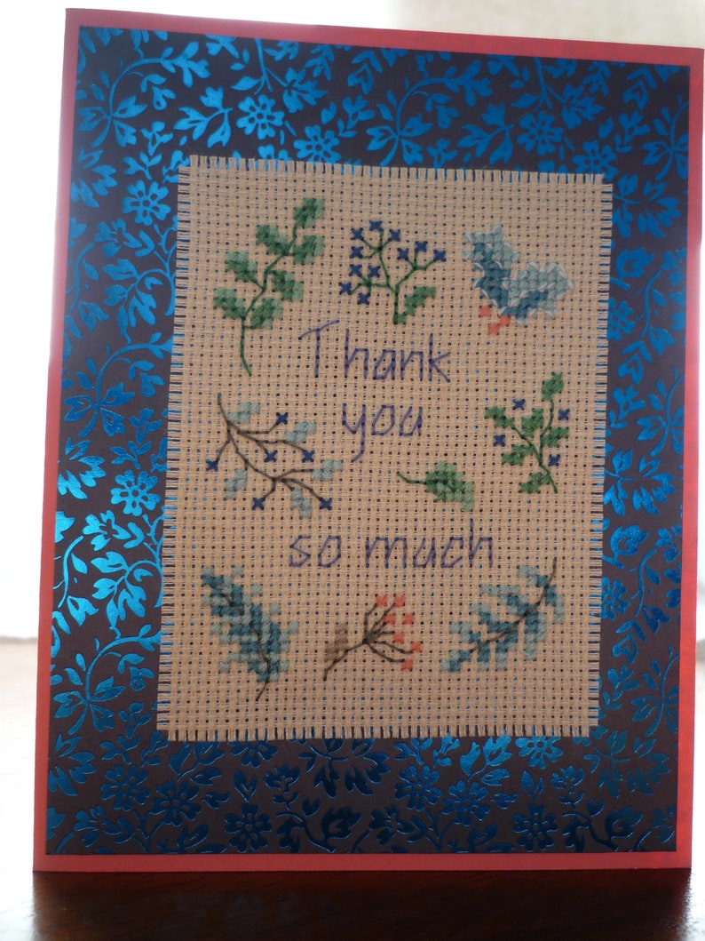 Blank Cards Paper & Party Supplies Hand Stitched Greeting Card Thank ...