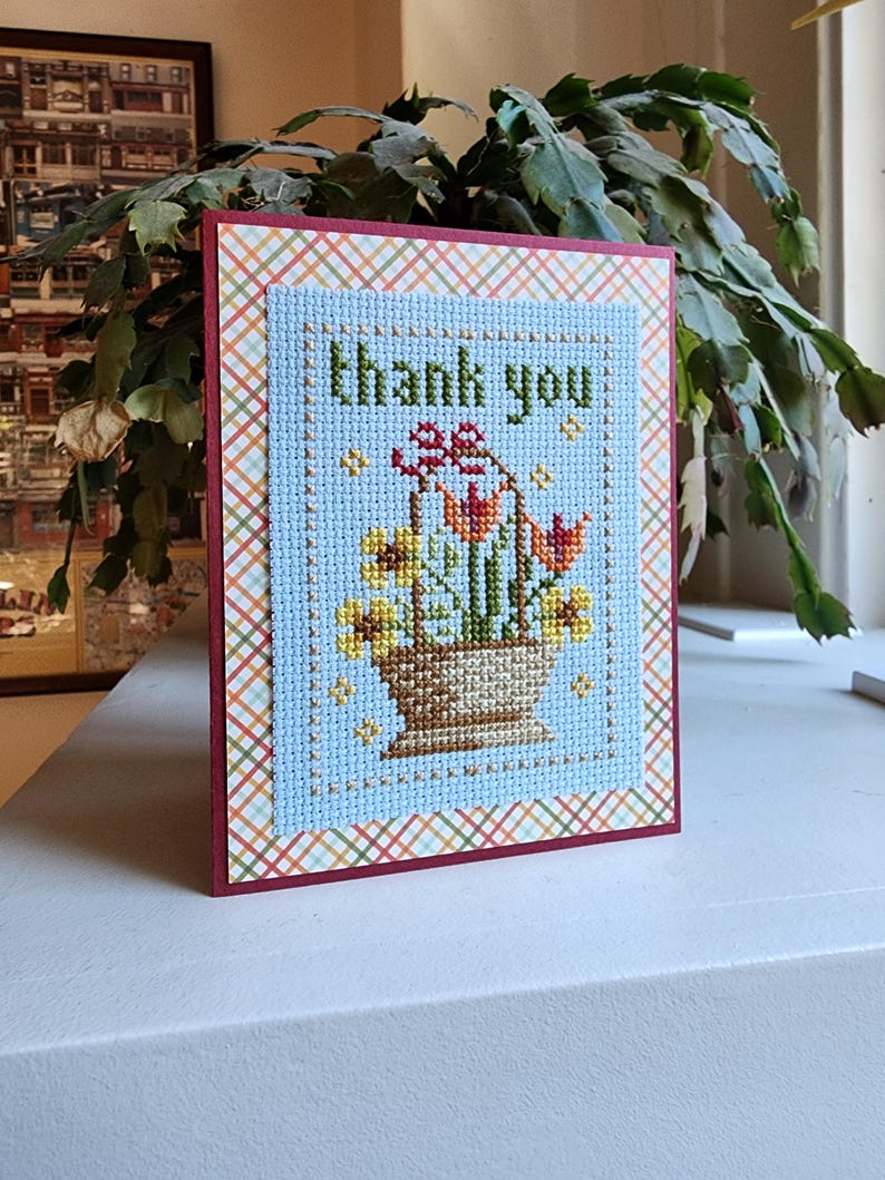 A Basket Full of Thank Yous, Hand Stitched Greeting Card - Etsy