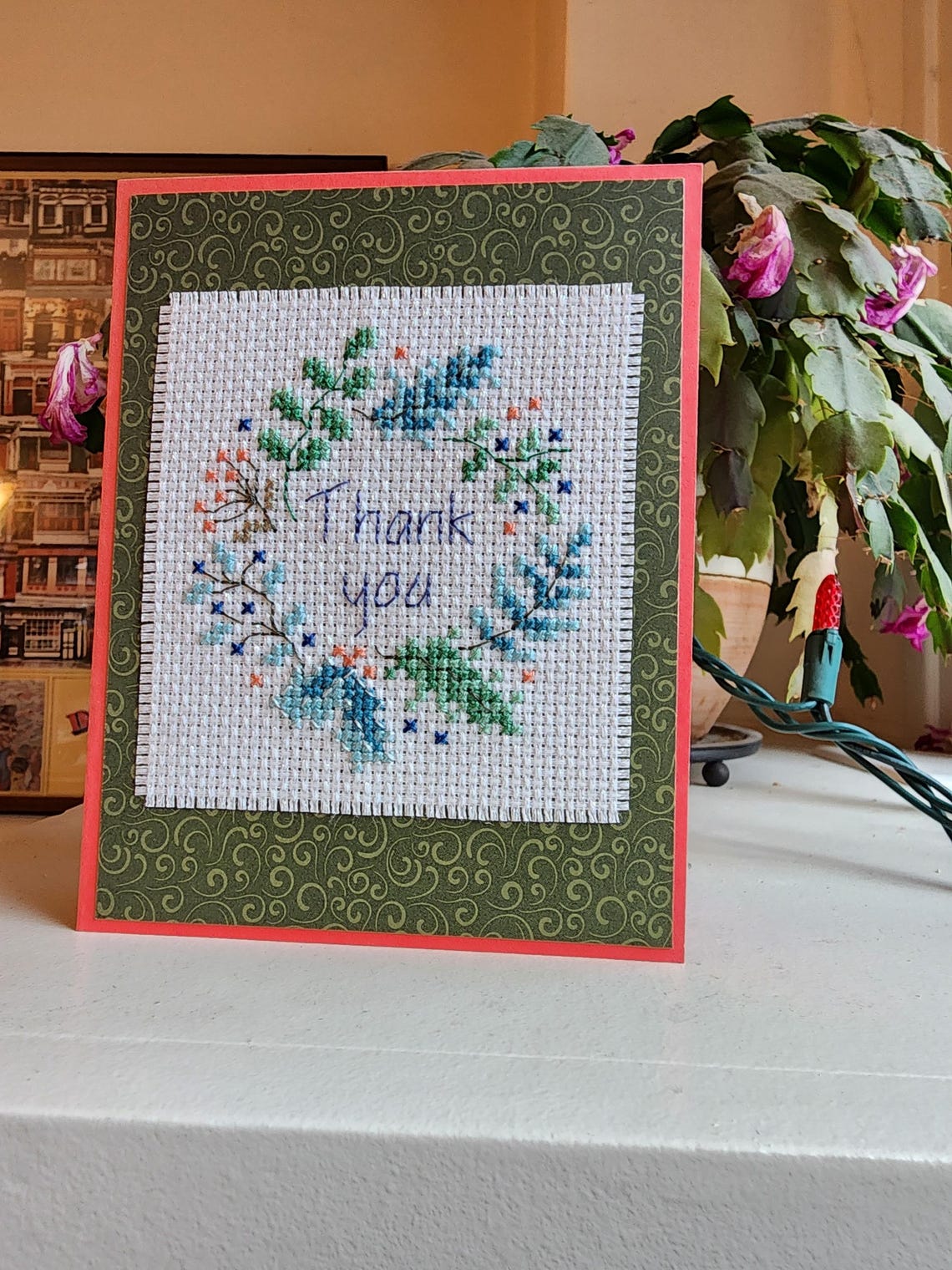 Thank You, Hand Stitched Greeting Card - Etsy