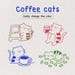 Coffee Cats Collection – Whimsical Hand-drawn Cafe Clipart, Coffee and ...