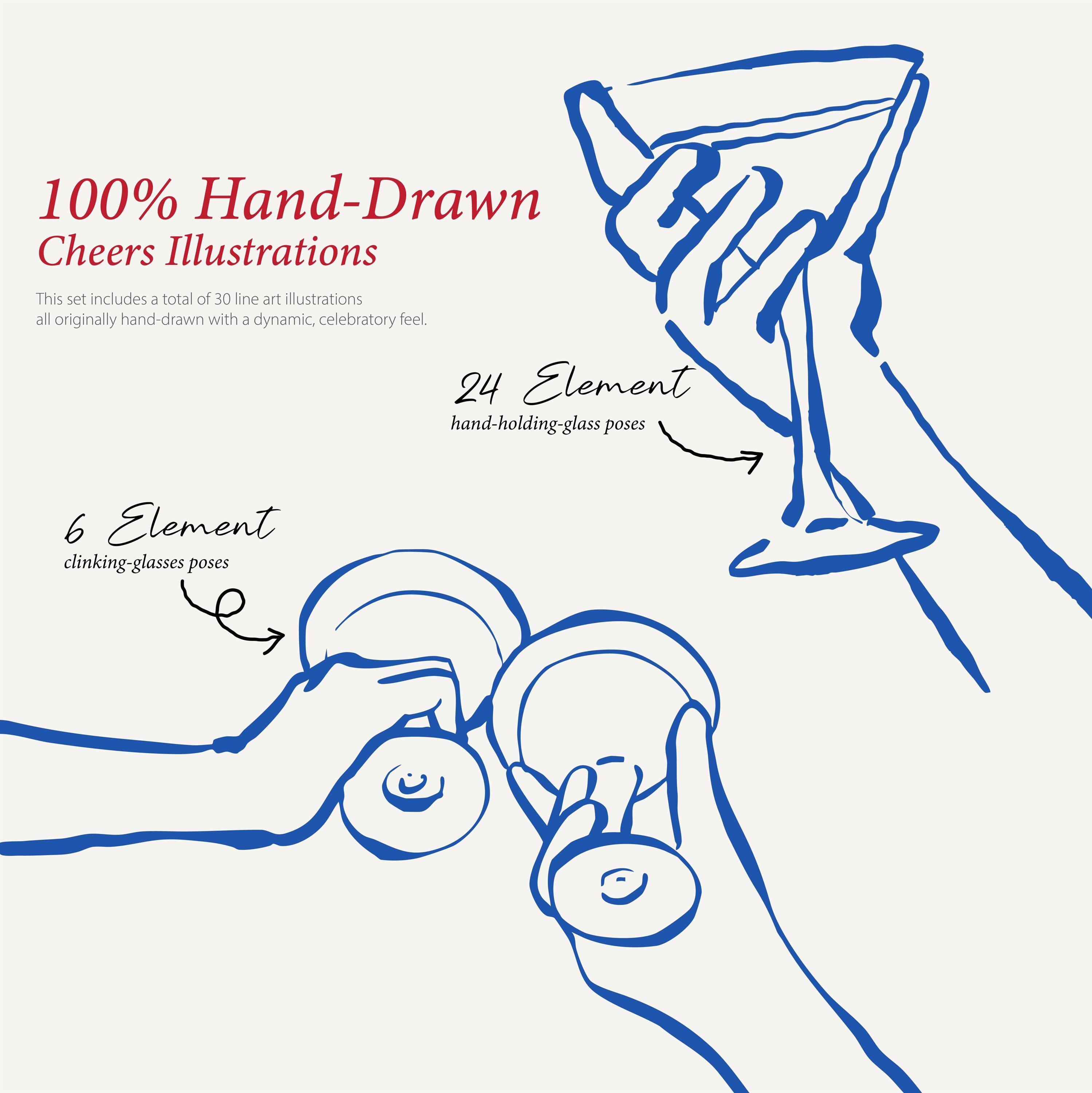 Cheers Clipart Bundle | Hand Drawn Drink Glass Illustrations | Line Art ...