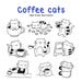 Coffee Cats Collection – Whimsical Hand-drawn Cafe Clipart, Coffee and ...