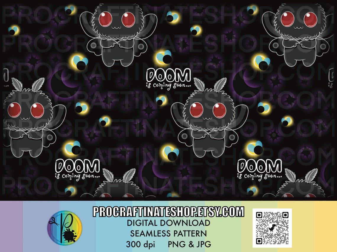 Mini Mothman Seamless Pattern Pack - Digital Download - Seamless ...