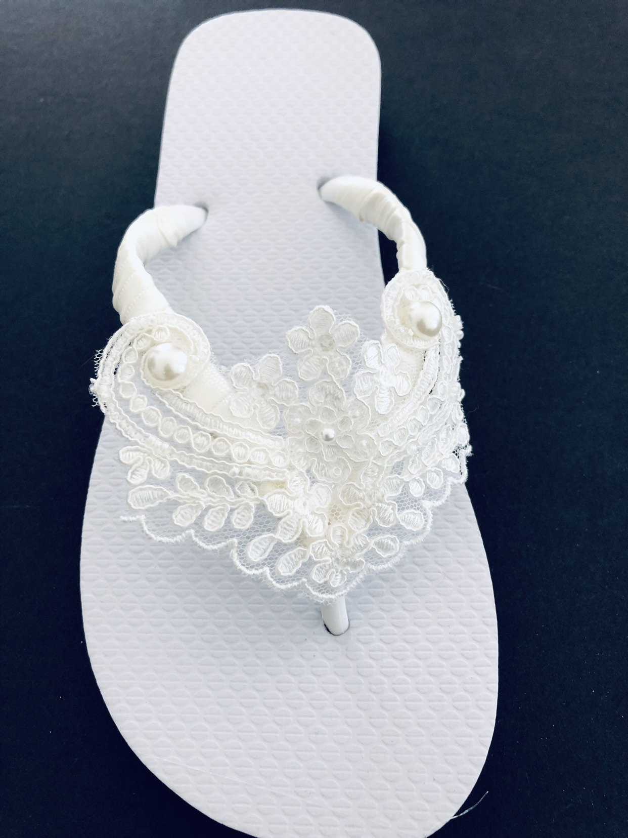 Lace Bridal Flip Flops and High Wedges. Pearl Wedding Flip | Etsy