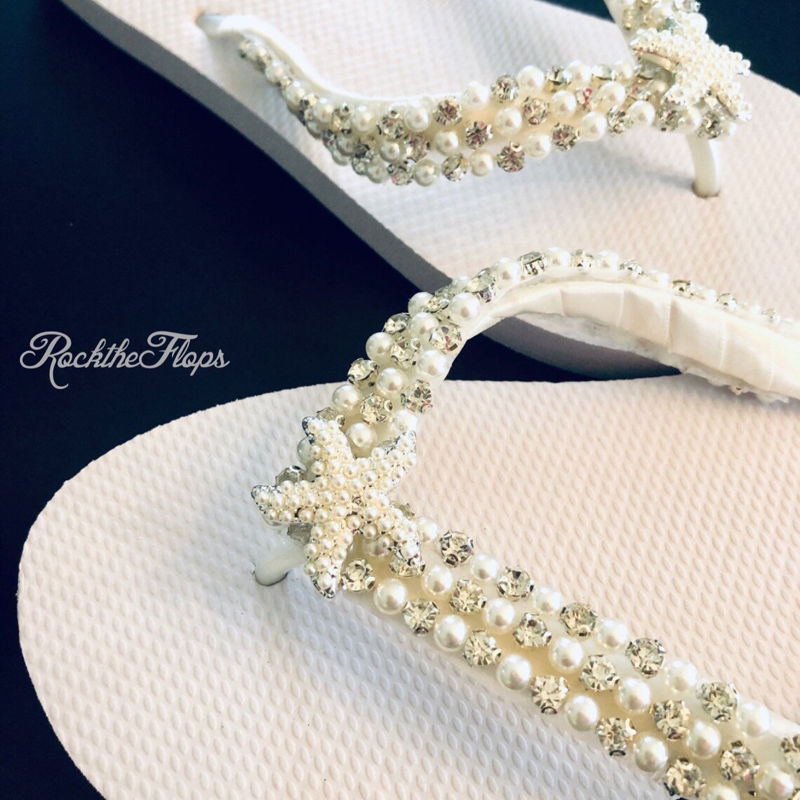 BEACH Rhinestone Bridal Flip Flops Wedges. Wedding Flip Flops. - Etsy