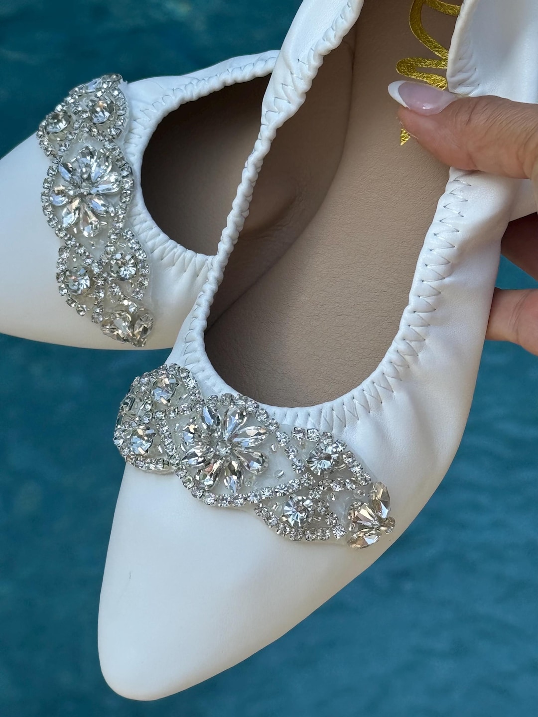 Rhinestone Bridal Flats. Low Wedding Reception Shoes. Comfy Bridal ...