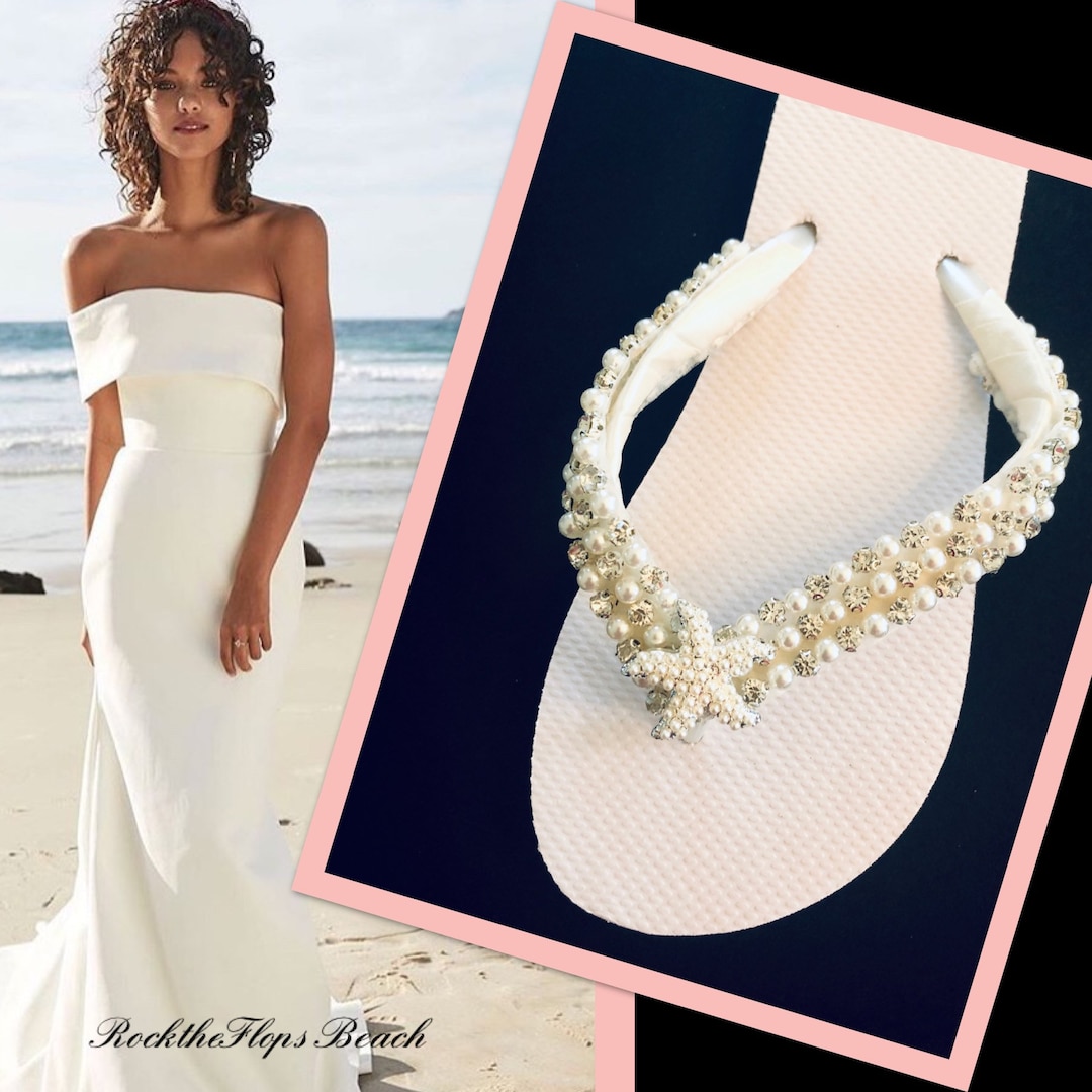 Crystal Bridal Flip Flops. Bling Bridal Shoes. Wedges. Starfish Flip ...