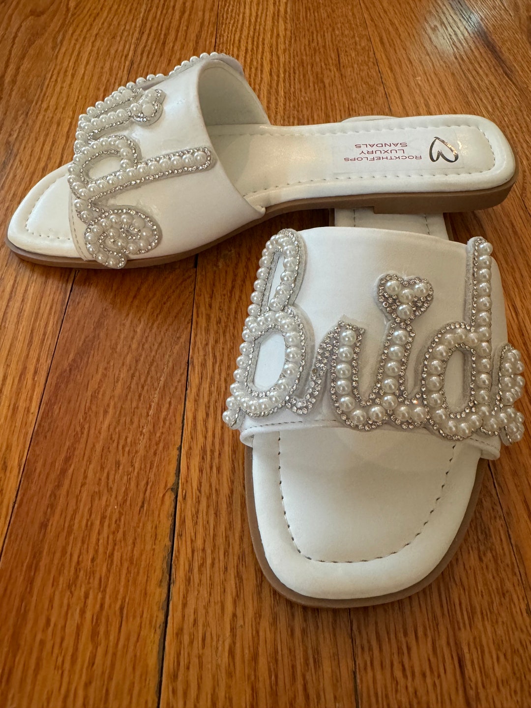 Bridal Sandals. White Wedding Sandals. Gem Bridal Shoes. Rhinestone and ...