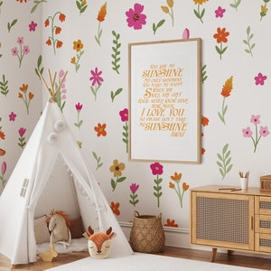 Wildflower Wall Decals, Nursery Decor, Watercolor Floral Wall Art ...