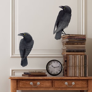 Ravens Halloween Wall Stickers A Trio of Black Ravens - Etsy
