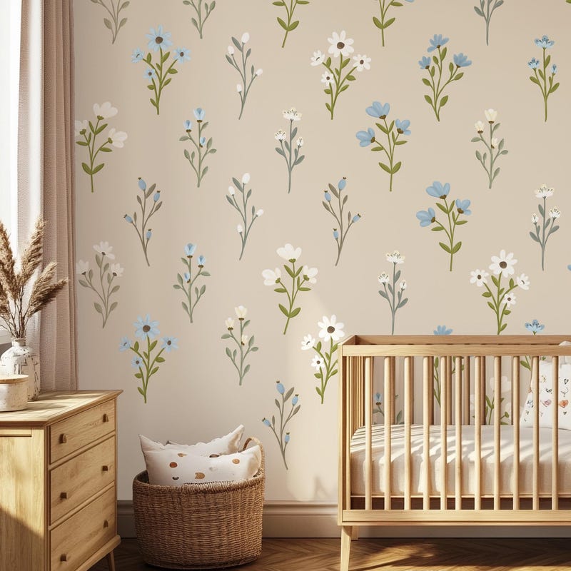 Blue Vintage Flower Decals - Etsy