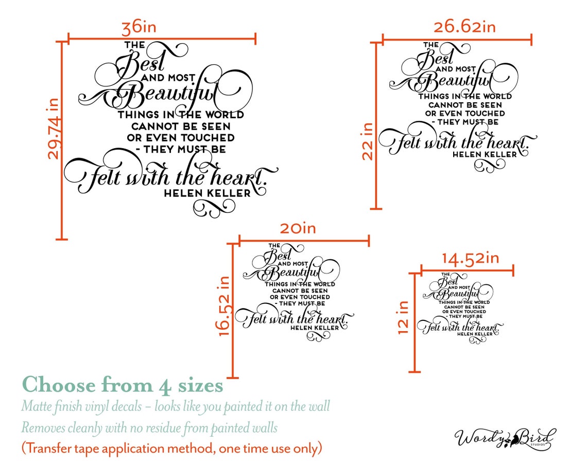 Helen Keller Quote Wall Decal the Best and Most Beautiful - Etsy