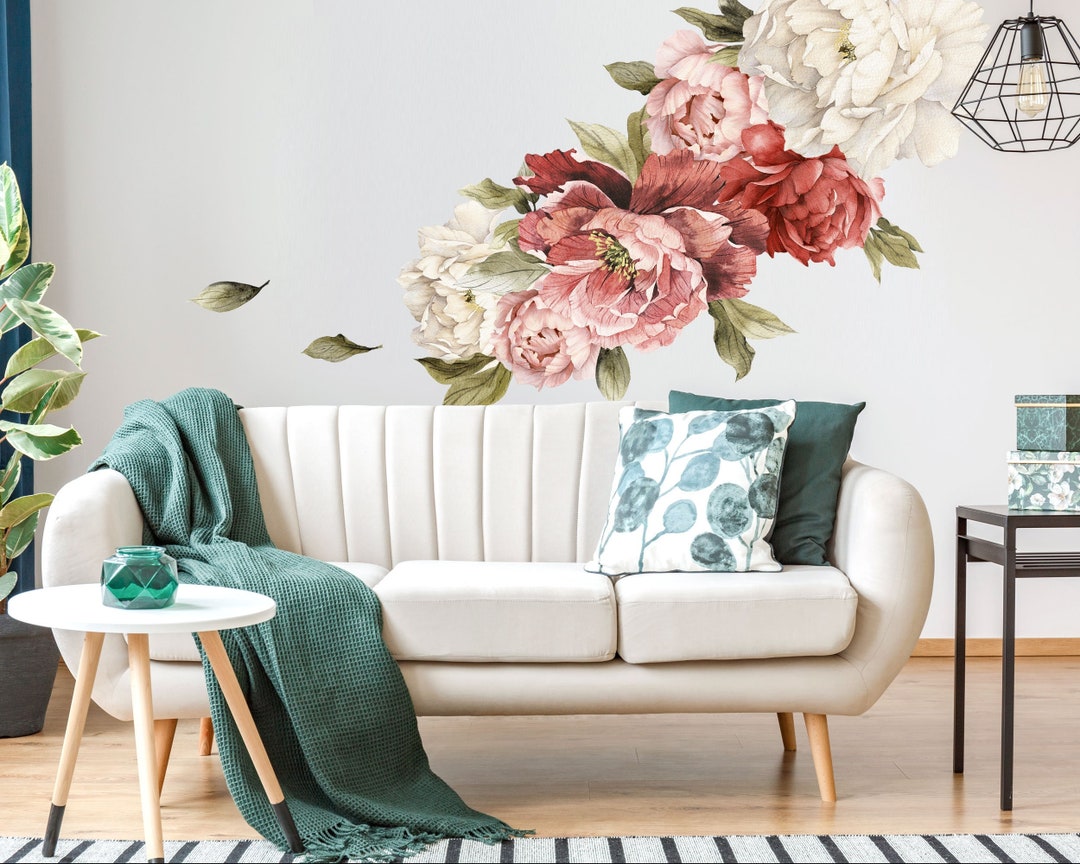 Flower Decals, Large Pink and Red Flower Decals Wall Stickers ...