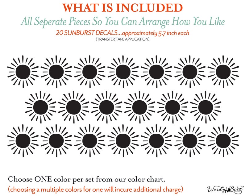 Sunshine Wall Decals, Set of 20 Individual Sunbursts, Cute Kids Room ...