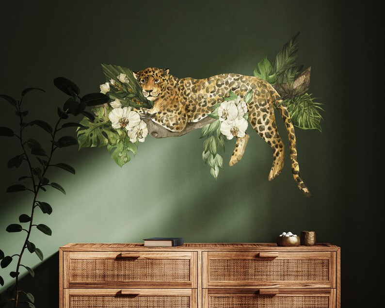 Leopard Wall Decals Nursery Wall Decor Stickers, Tropical Safari Jungle ...