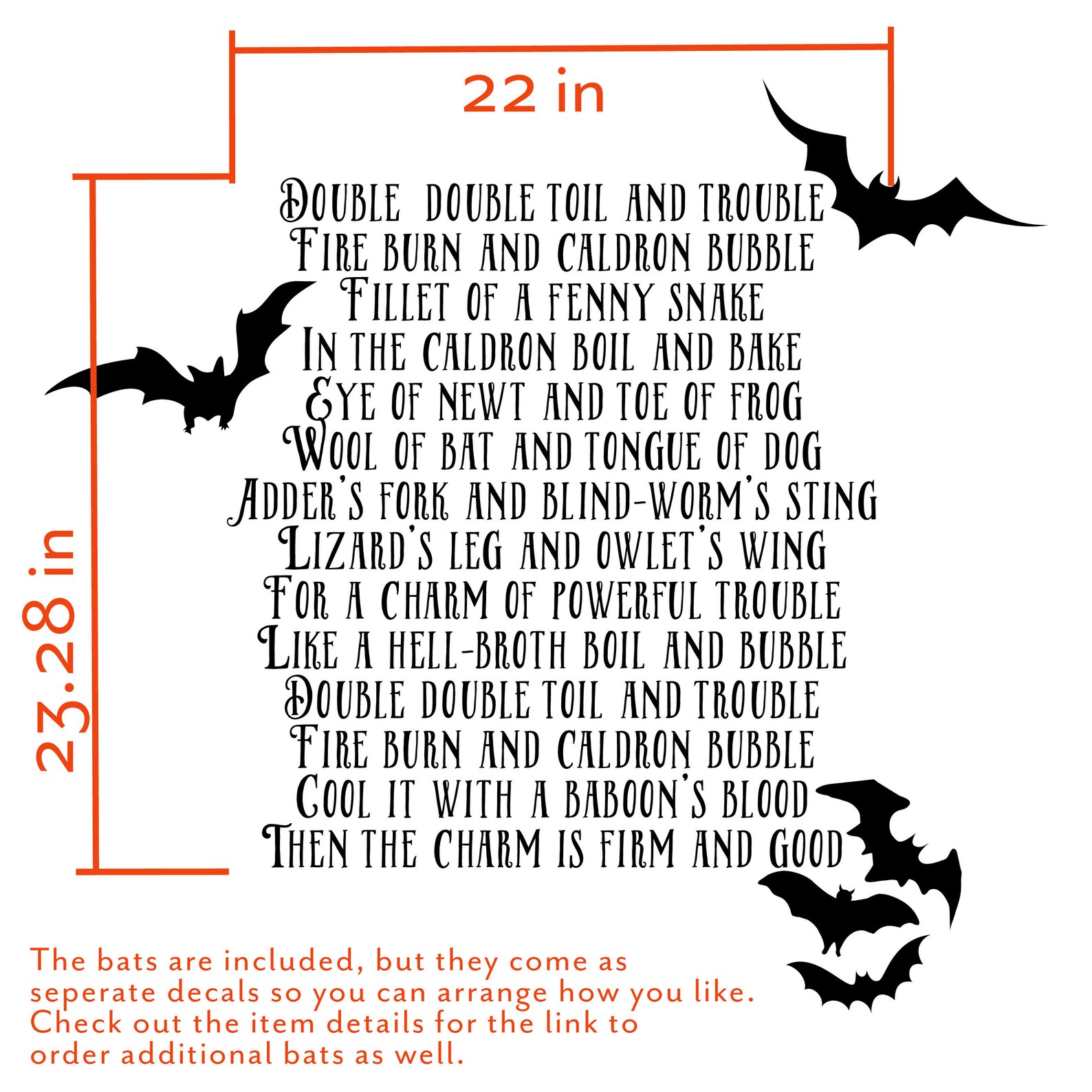 Double Double Toil and Trouble Halloween Wall Decal the 3 - Etsy