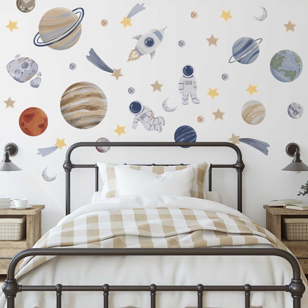 Space Theme Planets Wall Decals, Solar System Kids Room Decor or ...