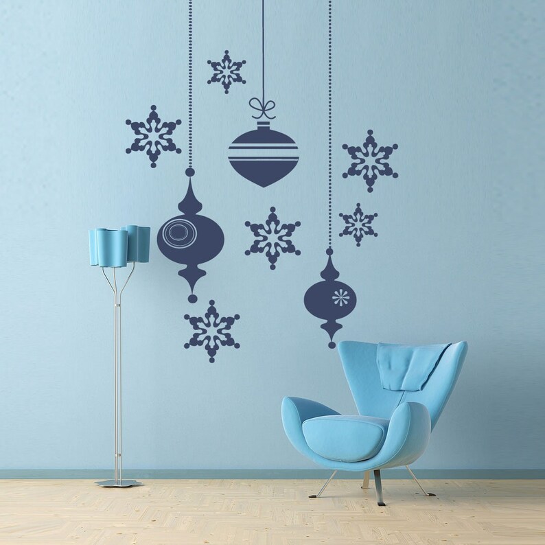 Retro Ornaments Wall Decal Sticker Set Holiday Decorations - Etsy