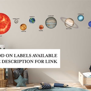 Full Sun & Planets Wall Stickers Set, Solar System Kids Room Decor or ...