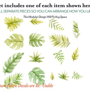 Tropical Jungle Leaves Wall Decals Made From Fabric Peel and Stick ...