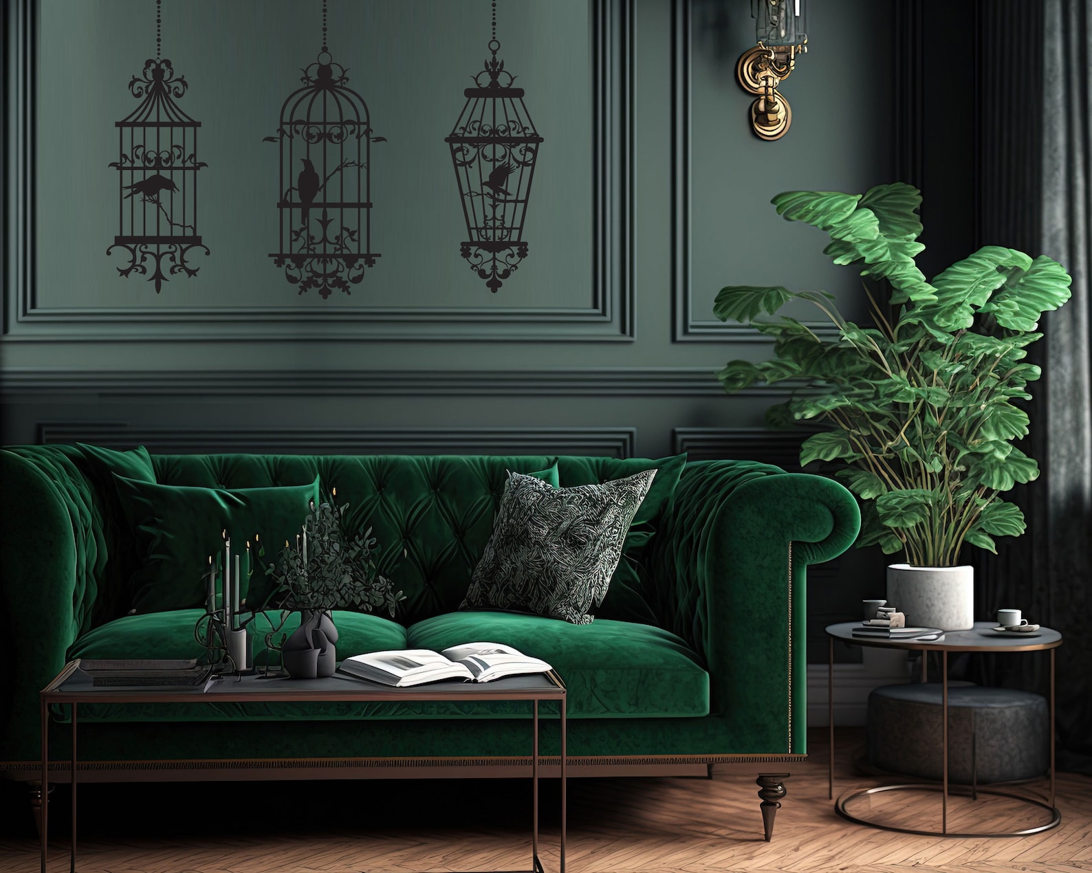 Gothic Home Decor Goth Wall Decals Vintage Style Birdcages - Etsy