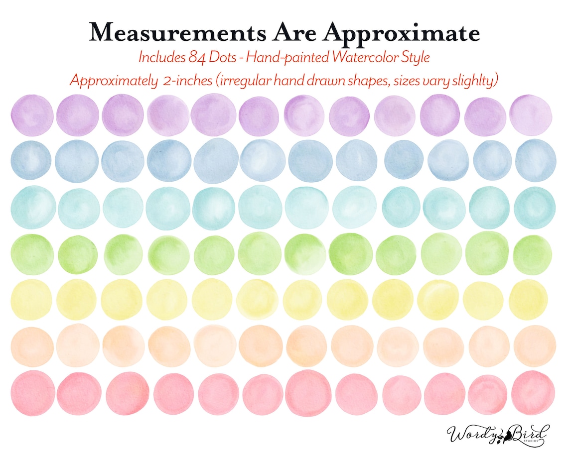 Pastel Rainbow Polka Dot Wall Decal Set of 84 Nursery Wall | Etsy