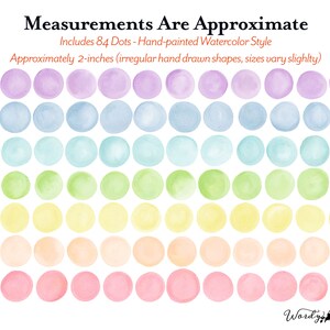 Pastel Rainbow Polka Dot Wall Decal Set of 84, Nursery Wall Decals, 2 ...