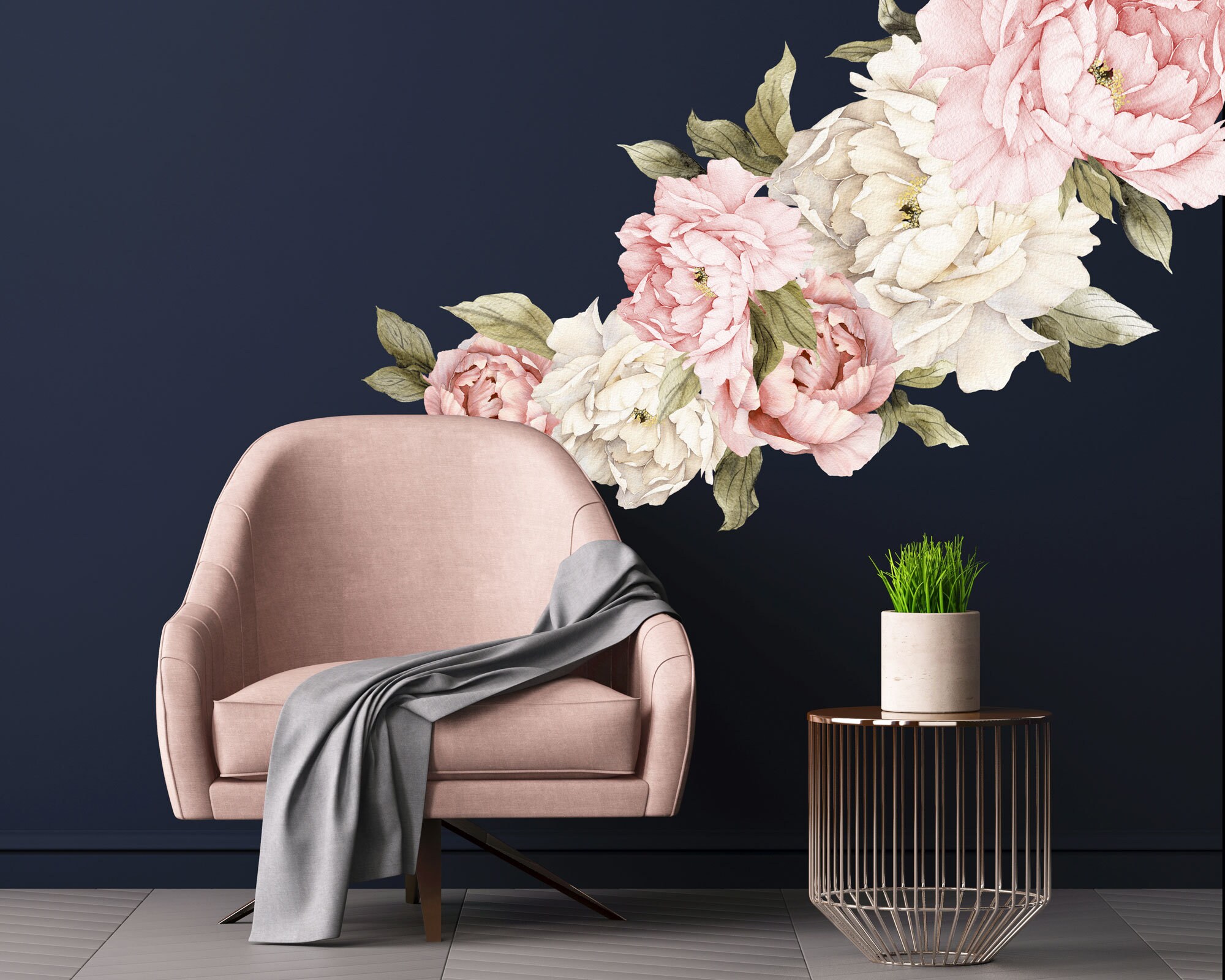 Flower Wall Decals Set of 6 Large Self Adhesive Peony Floral | Etsy