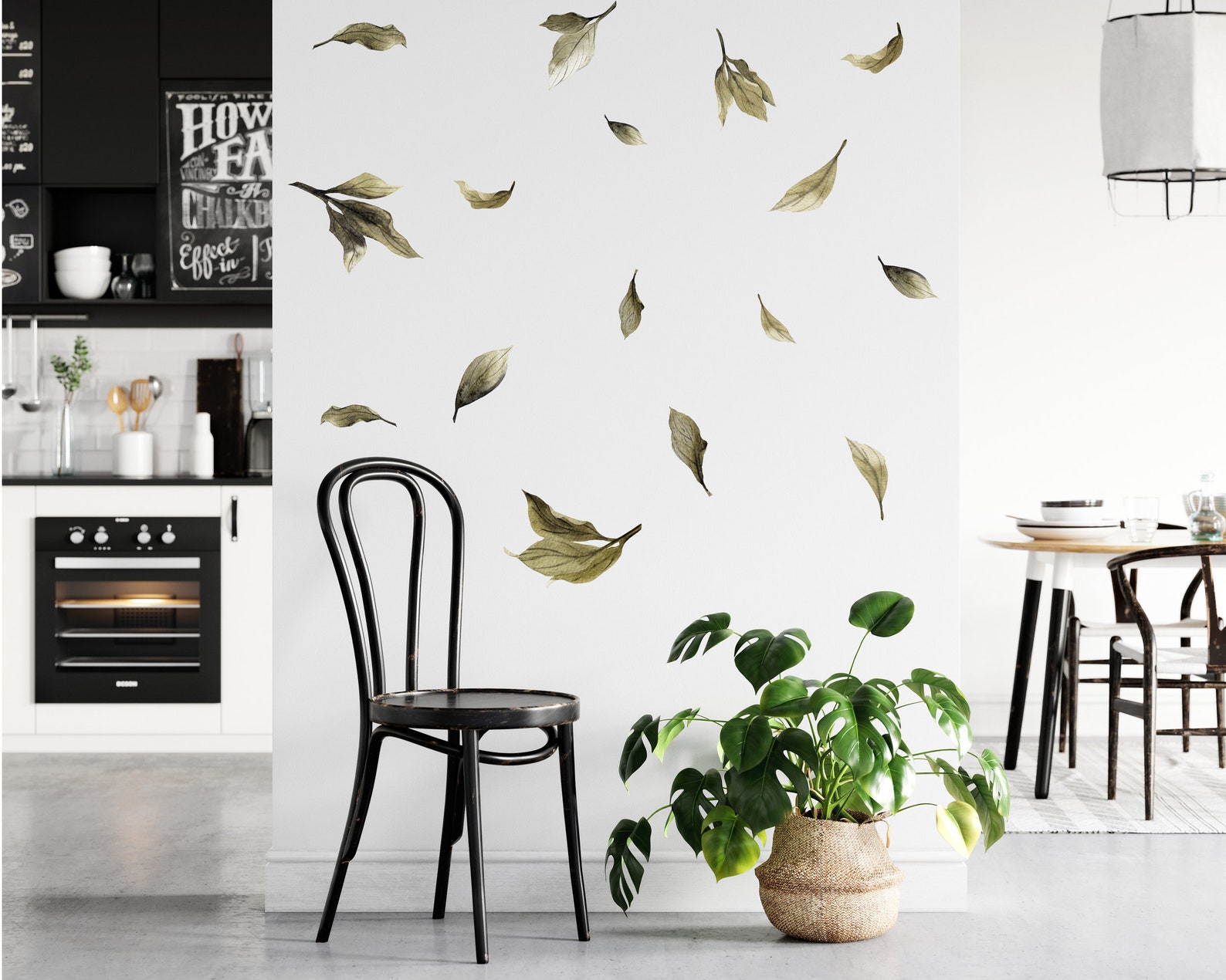 Floral Leaves Wall Decals Made From Fabric Peel and Stick | Etsy