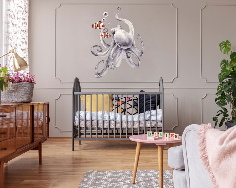 Large Octopus & Fish Ocean Wall Decals Kids Room Decor or - Etsy