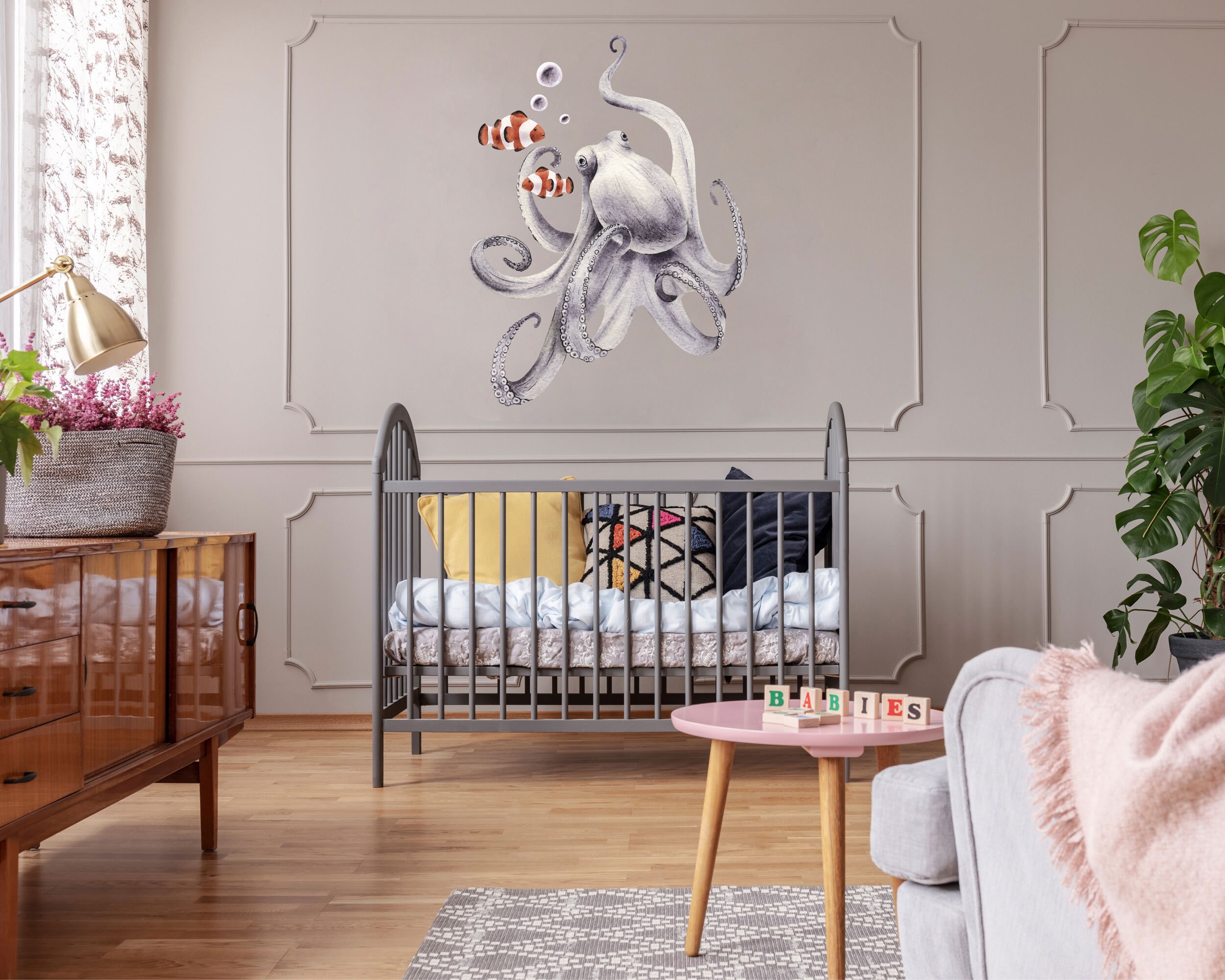 Large Octopus & Fish Ocean Wall Decals Kids Room Decor or Classroom ...