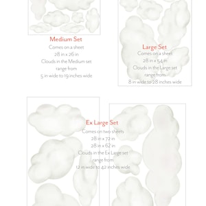 Cloud Wall Decals, Set of 9 Fluffy Clouds, Watercolor Wall Stickers for ...