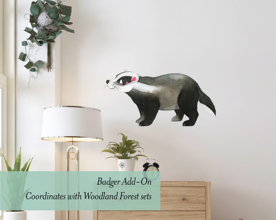 Badger Wall Decal, Made With Peel and Stick Fabric Wallpaper Material ...
