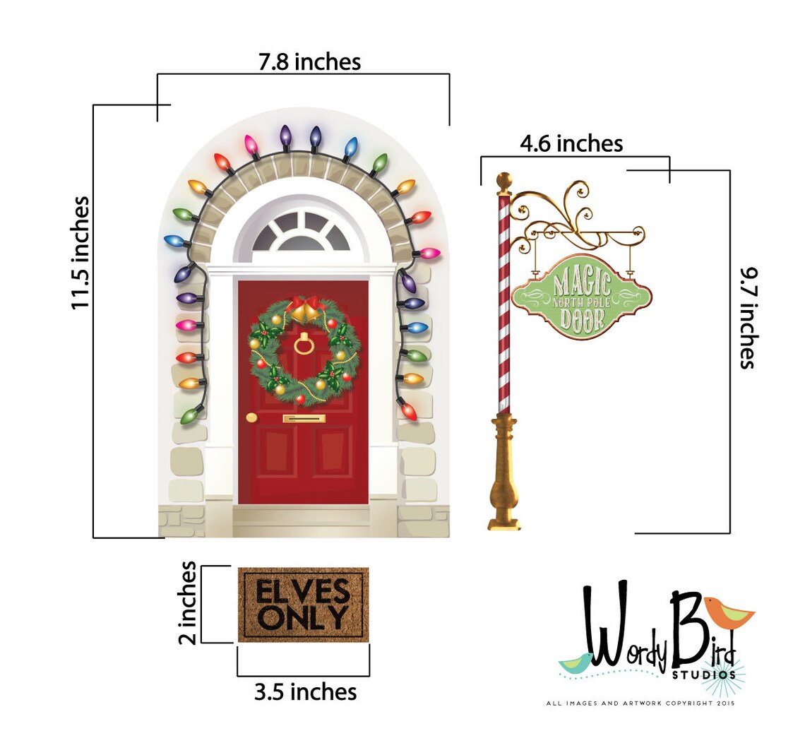 Christmas Elf Door Decal - Elf Prop Wall Decal Set - Reusable - Fairy ...