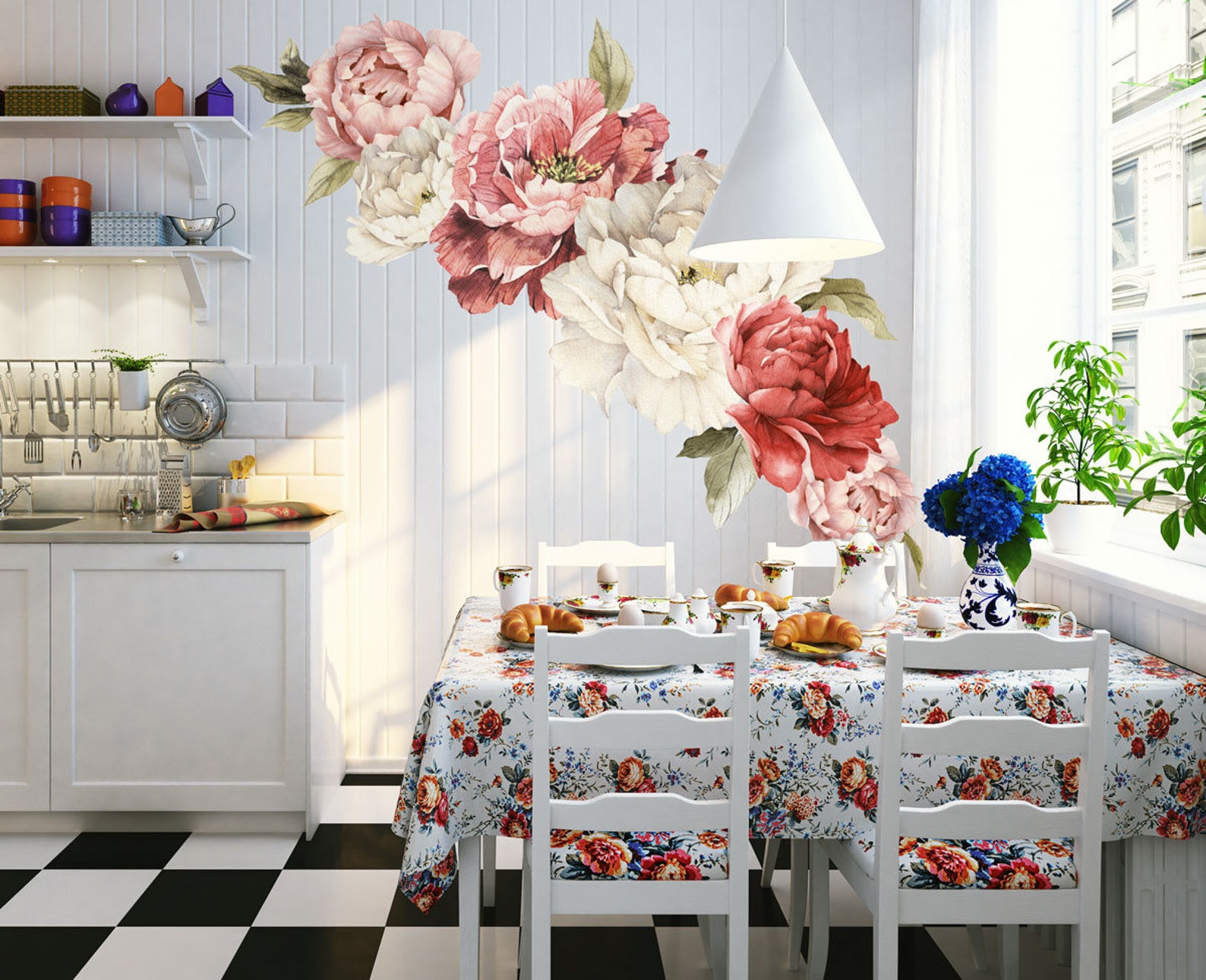 Flower Decals Large Pink and Red Flower Decals Wall Stickers | Etsy