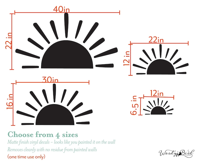 Large Half Sun Wall Decal Nursery Decor Kids Room Wall Art - Etsy