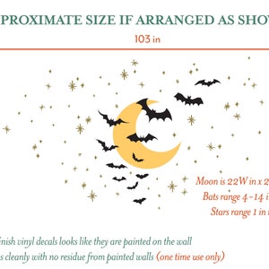 Moon Bats and Stars Halloween Wall Decal Set, Includes One Moon and 81 ...