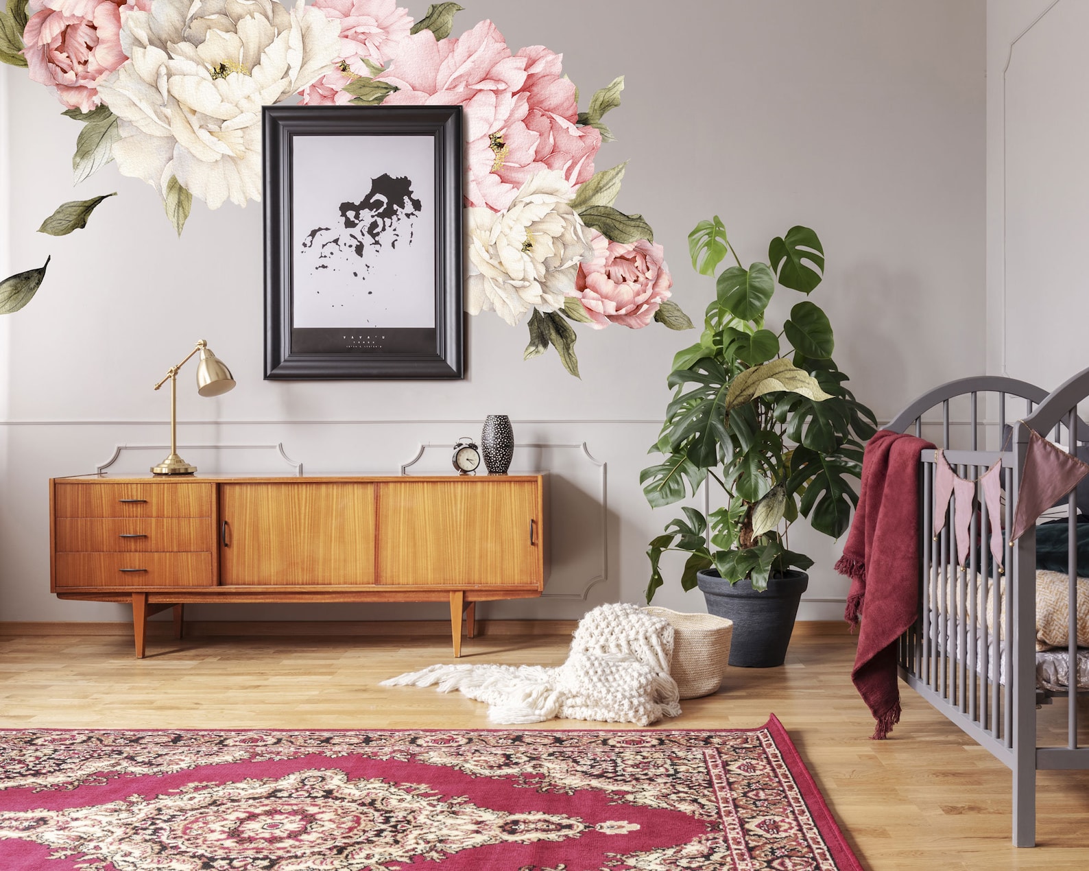 Flower Wall Decals Set of 6 Large Self Adhesive Peony Floral | Etsy