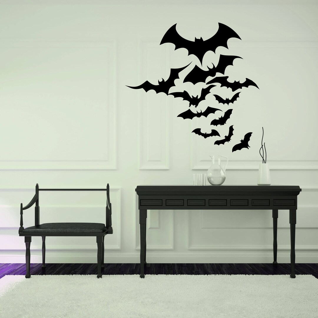 Vampire Bats Halloween Wall Decals - Matte Black - Halloween Wall ...