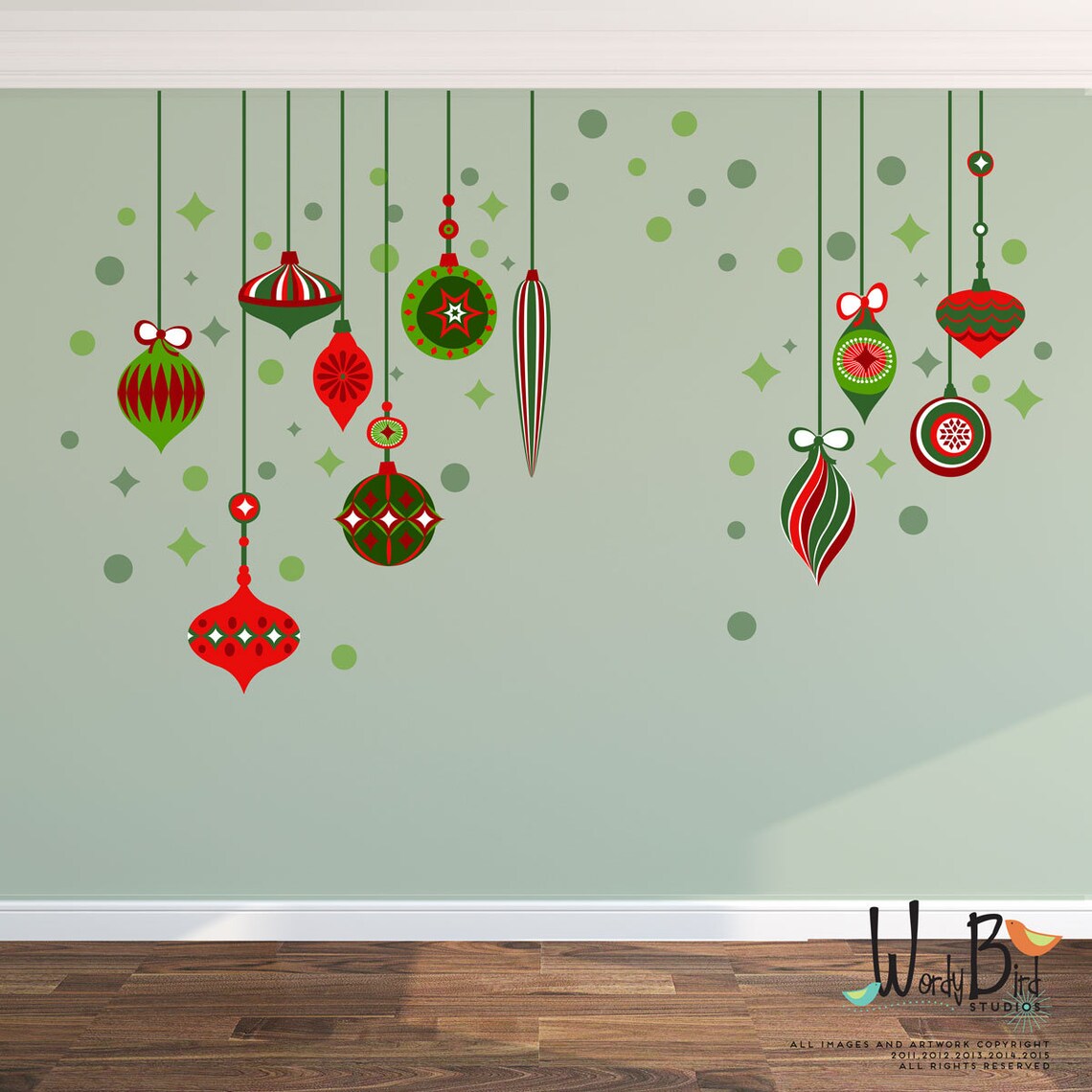 Retro Ornaments Christmas Wall Decals Reusable and Removable - Etsy