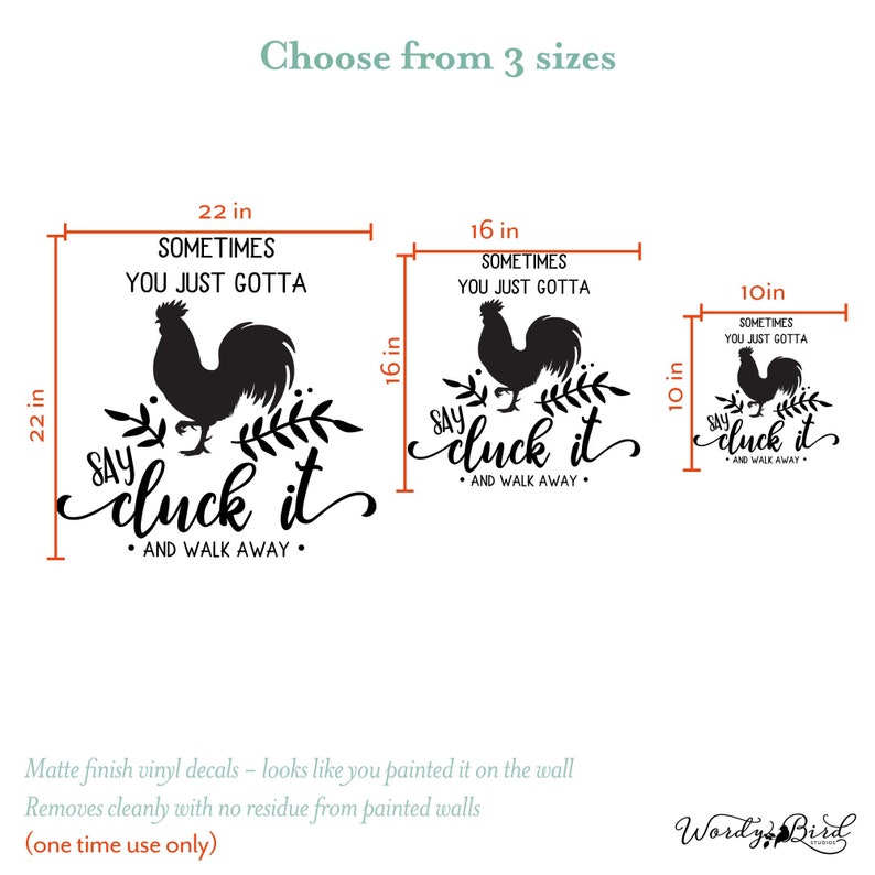 Farmhouse Style Kitchen Wall Decal, Sometimes You Just Gotta Say Cluck ...